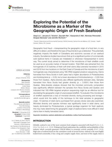 Pdf Exploring The Potential Of The Microbiome As A Marker Of The Geographic Origin Of Fresh