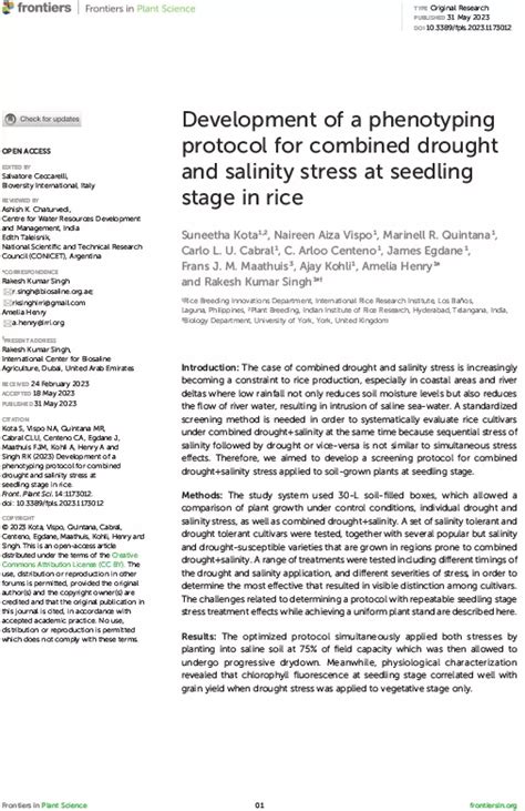 Development Of A Phenotyping Protocol For Combined Drought And Salinity