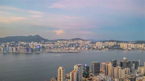 Hong Kong And Kowloon Peninsula With Victoria Harbor Editorial Stock