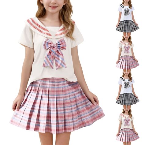 Atoguta Birthday Girl Outfit 2 Piece Short Sleeve Shirts And Pleated