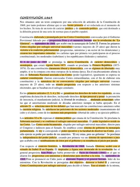 Constitución 1869 Pdf Ciencias Políticas Gobierno De España