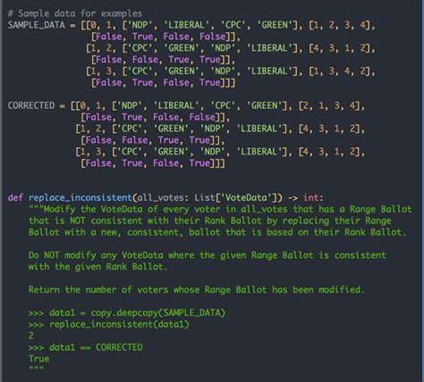 Solved Python 3 Here Is A Description Of The Votedata