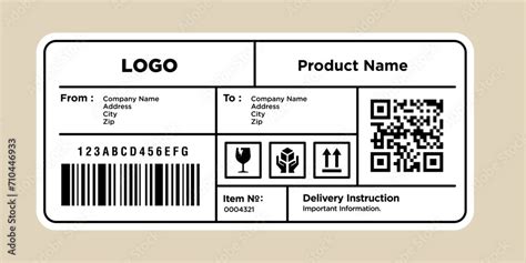 Cargo Delivery Sticker Vector Shipment Label Template Delivery Bar Code Mockup Fragile