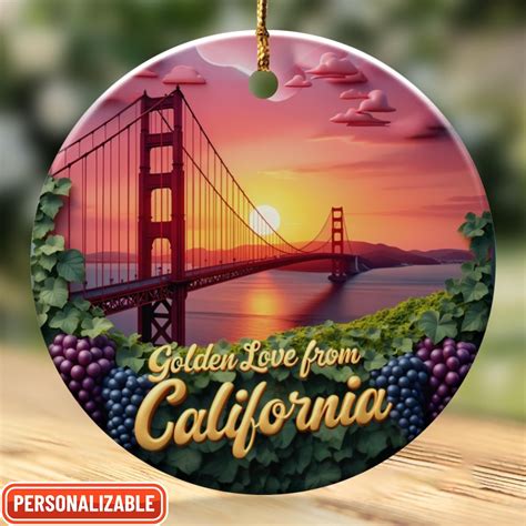 Golden Gate Bridge Ornament California Souvenir Valentines Day Decor