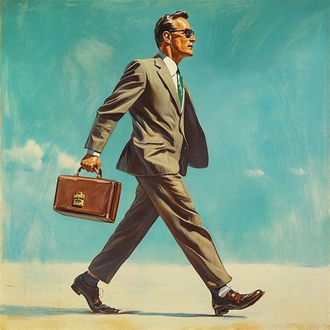 Quot1950s Businessman Dad Walking With Briefcasequot Premium Ai