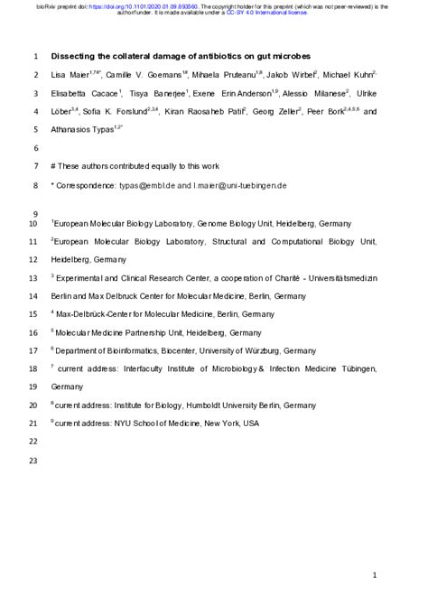 Pdf Dissecting The Collateral Damage Of Antibiotics On Gut Microbes