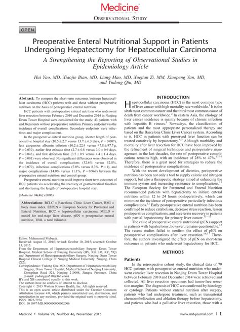 Pdf Preoperative Enteral Nutritional Support In Patients Undergoing