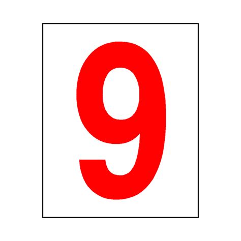 Number 9 Sign Red Safety Uk