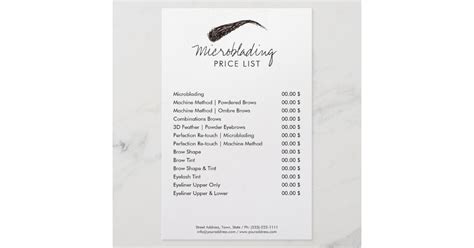 Microblading Eyebrow Shape Tattoo Price List Flyer Zazzle
