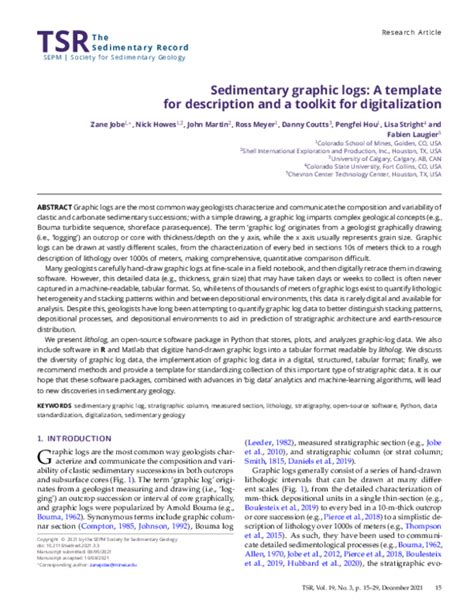 Pdf Sedimentary Graphic Logs A Template For Description And A Toolkit For Digitalization
