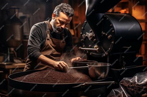premium ai image efficient coffee bean loading system by expert male