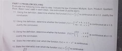 solved part ii problem solving evaluate the following limits