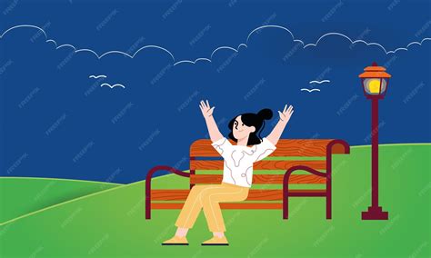 Premium Vector Birds Chirping Joy Of Woman Sitting On Bank In Clean