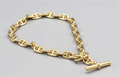 Hermès Chaine Dancre 18 Karat Gold Medium Marine Toggle Link Necklace