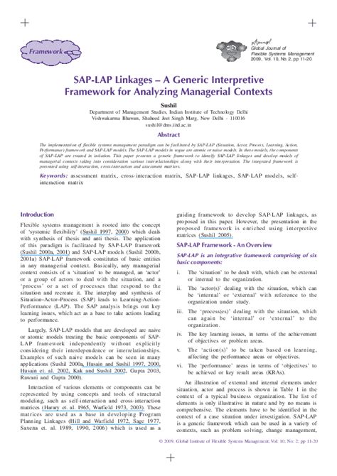 Pdf Sap Lap Linkages A Generic Interpretive Framework For Analyzing