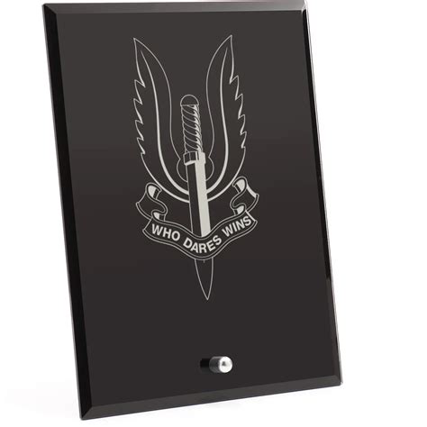 Special Air Service Regiment Nebula Black Glass Award Engraved Plaque Army Shop