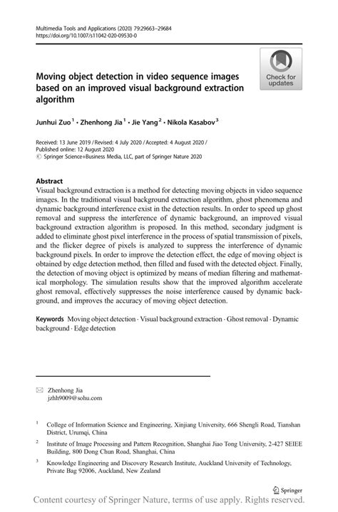 Moving Object Detection In Video Sequence Images Based On An Improved
