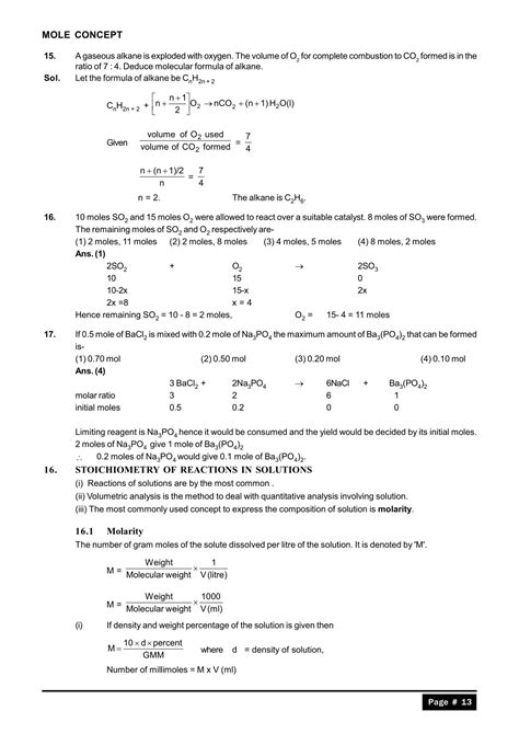 Mole Concept Notes For Class 11 Iit Jee And Neet