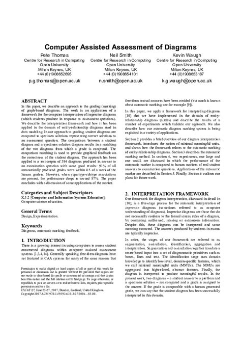 Pdf Computer Assisted Assessment Of Diagrams