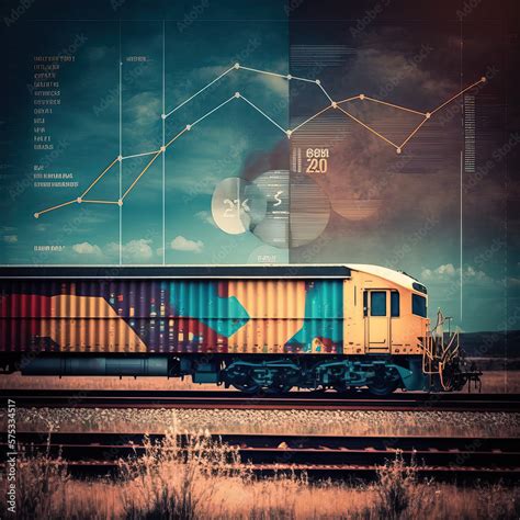 The Image Of A Train On A Background Of Analytics Data Symbolizes The
