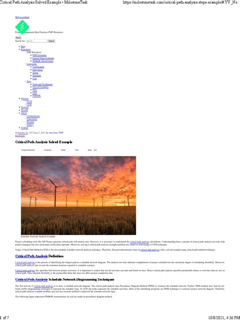 Critical Path Analysis Solved Example Milestonetask Pdf Project