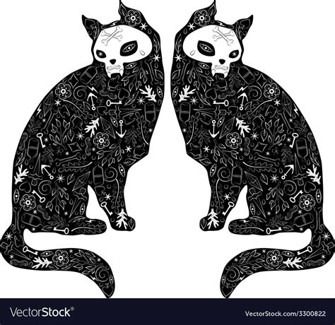 Cats Tattoo Royalty Free Vector Image Vectorstock