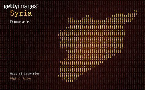 Syria Map Shown In Binary Code Pattern Matrix Numbers Zero One