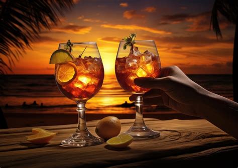 Ein Paar Hände Die Mit Gläsern Sex On The Beach Anstoßen Vor Einem Ein Paar Hände Die Mit Gläsern Sex On The Beach Anstoßen Vor Einem