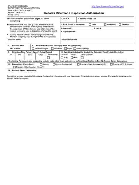 Prb 001 Records Retention Disposition Authorization Pdf Justice