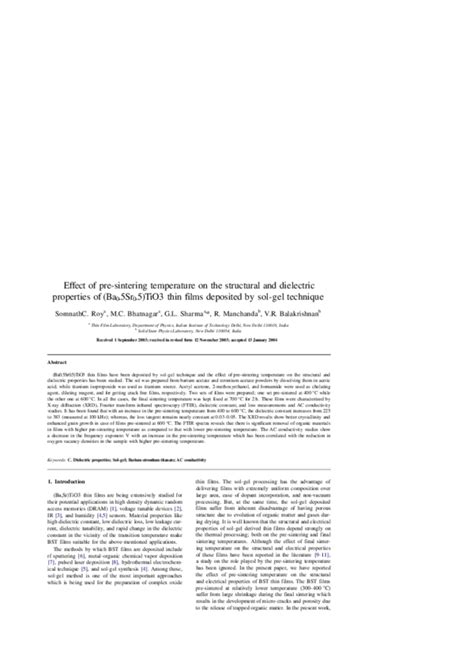 Pdf Effect Of Pre Sintering Temperature On The Structural And