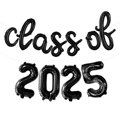 Katchon Black Class Of 2025 Balloons Banner Script 16 Inch 2025