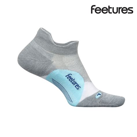 Feetures Active Elite Light Cushion No Show Tab Gray Sky Running