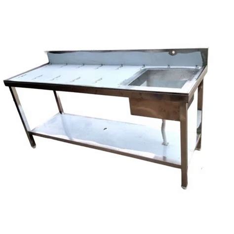Silver Stainless Steel Ss Kitchen Working Table For Restaurant Size