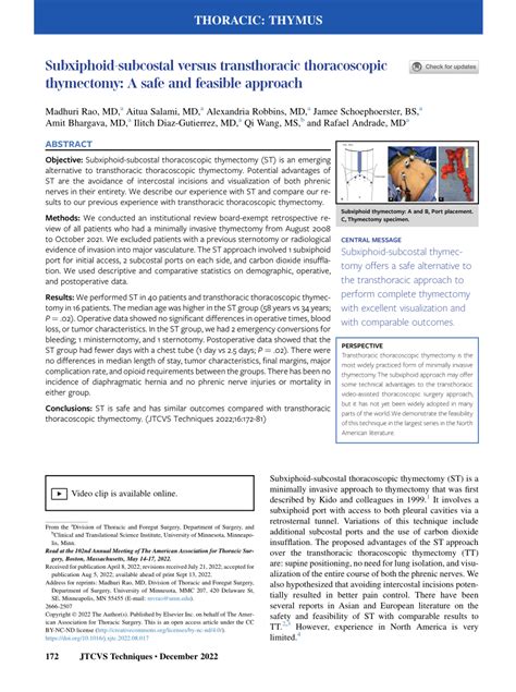 Pdf Subxiphoid Subcostal Versus Transthoracic Thoracoscopic