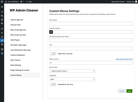 Custom Links In Wordpress Dashboard Updates