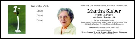 Todesanzeigen Von Martha Sieber Todesanzeigen Vorarlberger Nachrichten