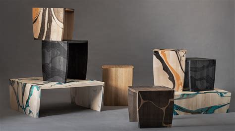 Ringvide Uses Paper Colouring Technique To Create Marbled Wood Furniture