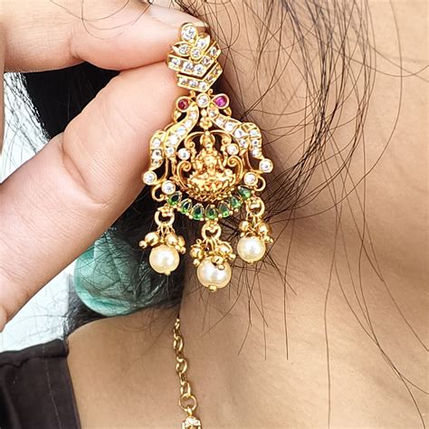 Fj2041 Gold Look Alike Lakshmi Peacock Kante With Backchain And