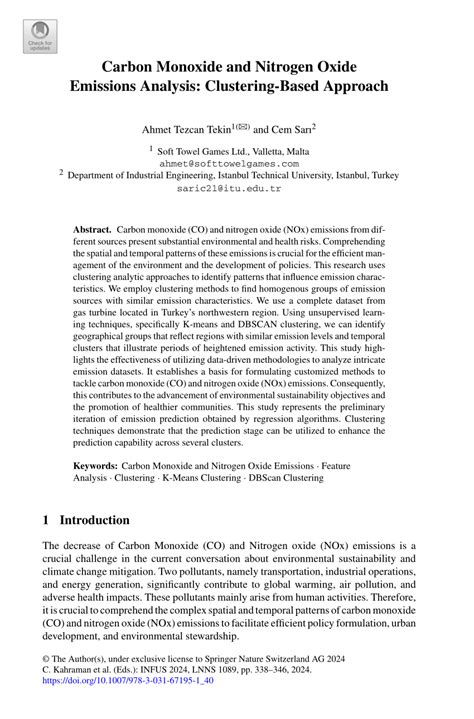Pdf Carbon Monoxide And Nitrogen Oxide Emissions Analysis Clustering