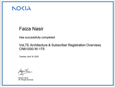 Faiza Nasir On Linkedin Nokia Volte Technical Training