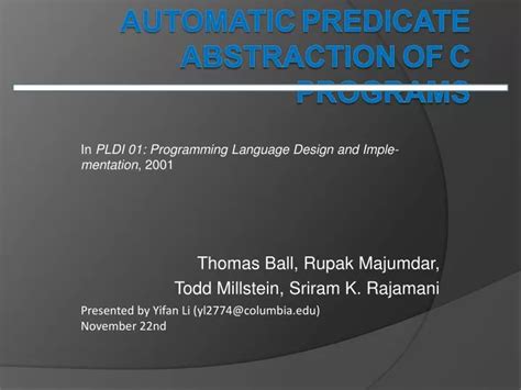 Ppt Automatic Predicate Abstraction Of C Programs Powerpoint