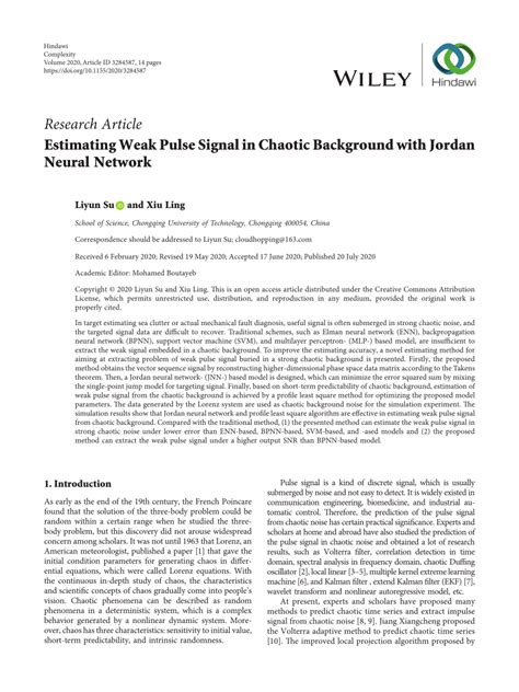 Pdf Estimating Weak Pulse Signal In Chaotic Background With Jordan