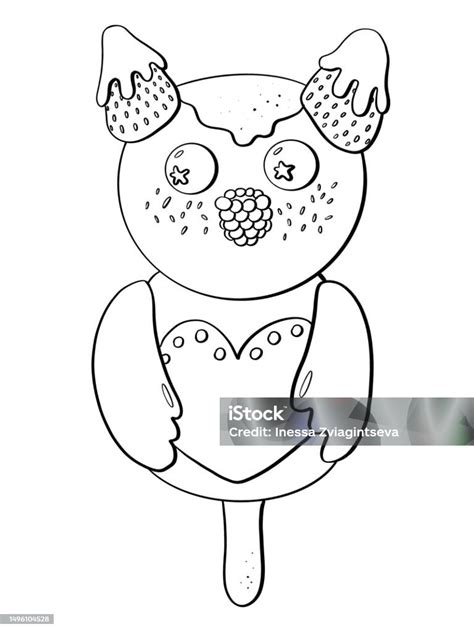 등고선 그림 만화 어린이 스타일 아이스크림 달콤한 선디 올빼미 디자인 요소 인쇄 스티커 색칠의 형태로 열매와 함께 0명에 대한 스톡 벡터 아트 및 기타 이미지 Istock