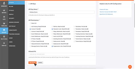 Getting A SparkPost API Key DeBounce Knowledge Base