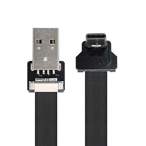 Cablecc Up Down Angled Usb Type A Male To Usb C Type C Male Data Flat Slim Fpc Cable For Fpv