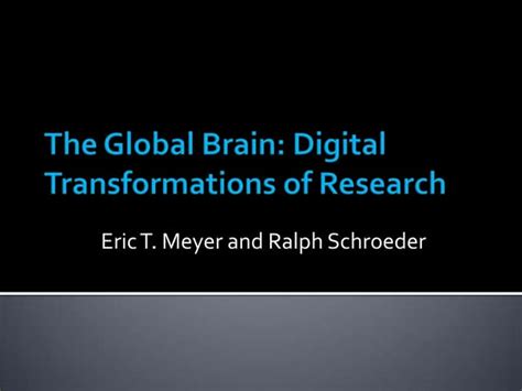 Oii Summer Doctoral Programme 2010 Global Brain By Meyer And Schroeder