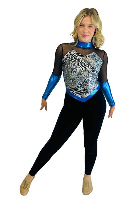 Silver Animal Print And Black Long Sleeved Unitard The Costume Closet