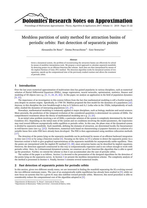 Pdf Meshless Partition Of Unity Method For Attraction Basins Of Periodic Orbits Fast