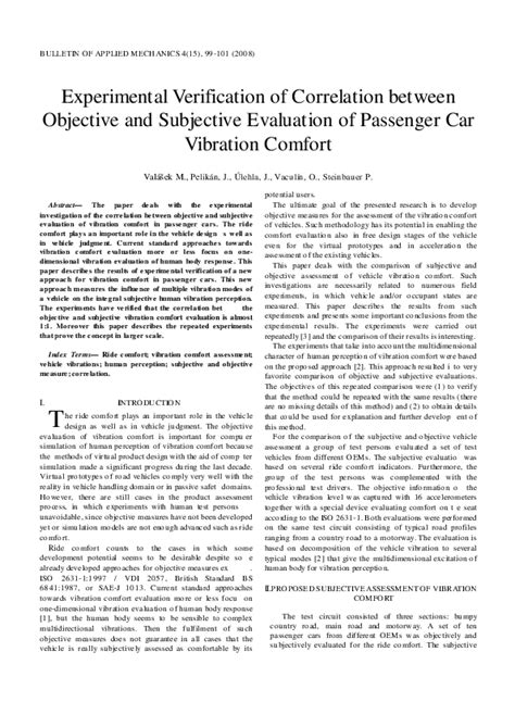 Pdf Experimental Verification Of Correlation Between Objective And