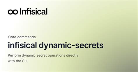 Infisical Dynamic Secrets Infisical